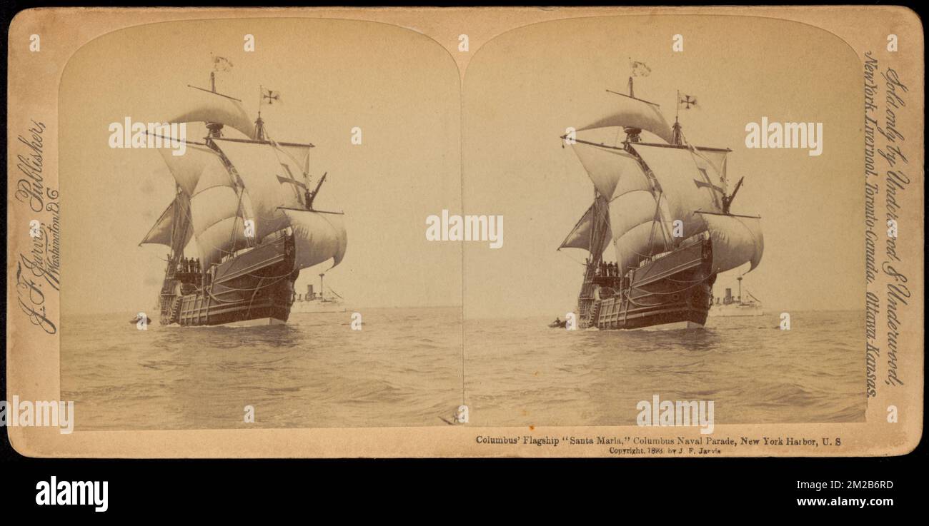 Columbus' flagship 'Santa Maria,' Columbus naval parade, New York ...