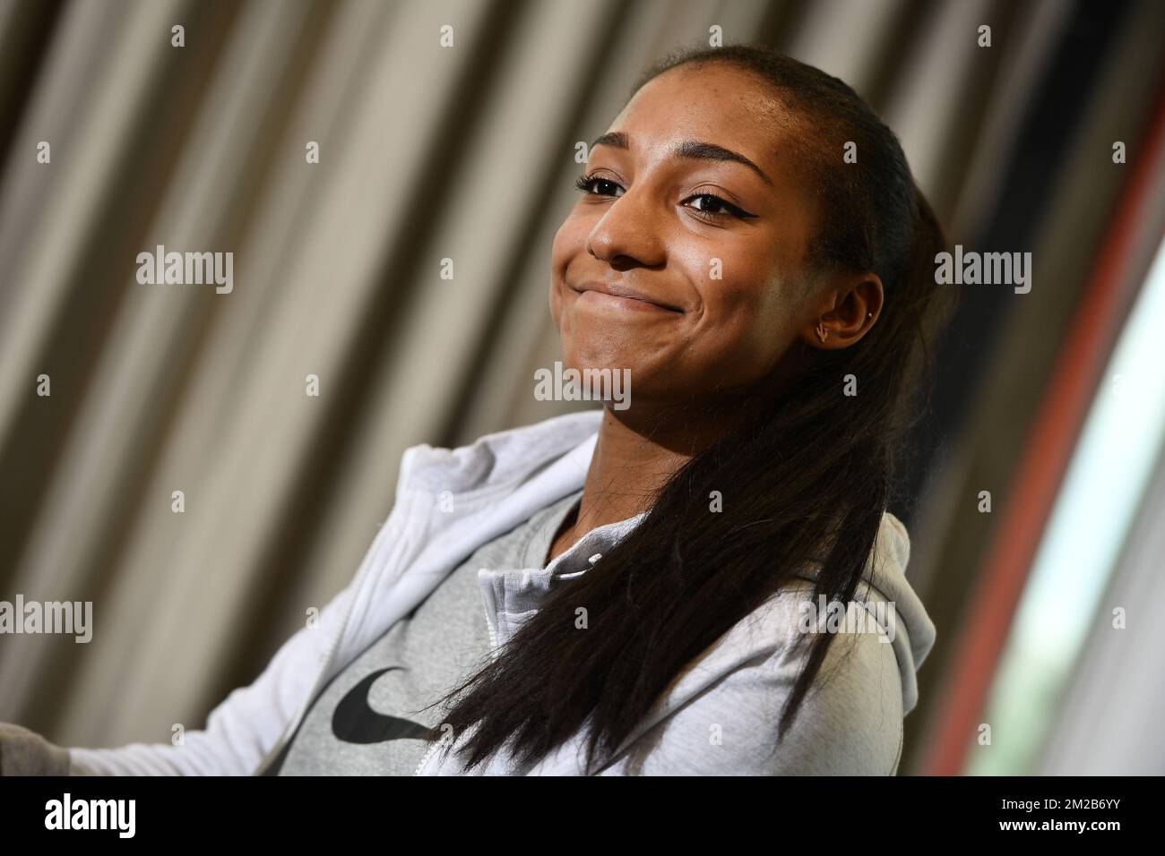 Belgian Nafissatou Nafi Thiam pictured during a press conference before ...