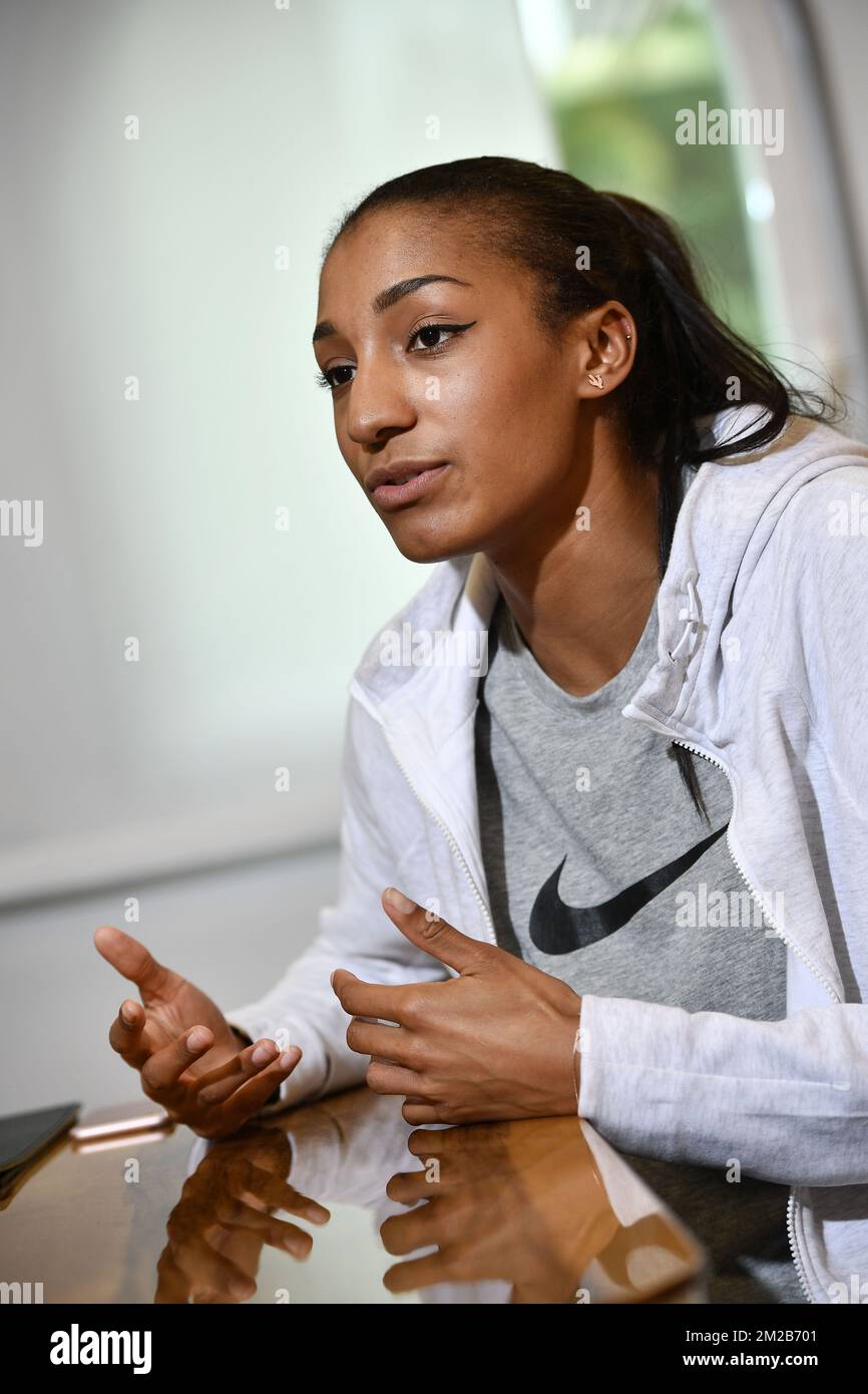 Belgian Nafissatou Nafi Thiam pictured during a press conference before ...