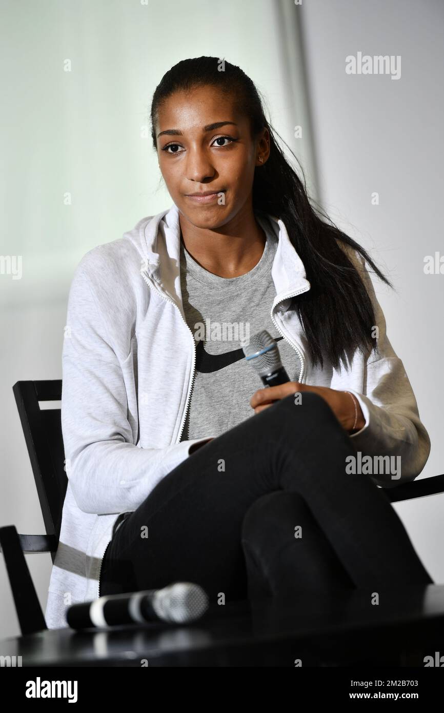 Belgian Nafissatou Nafi Thiam pictured during a press conference before ...