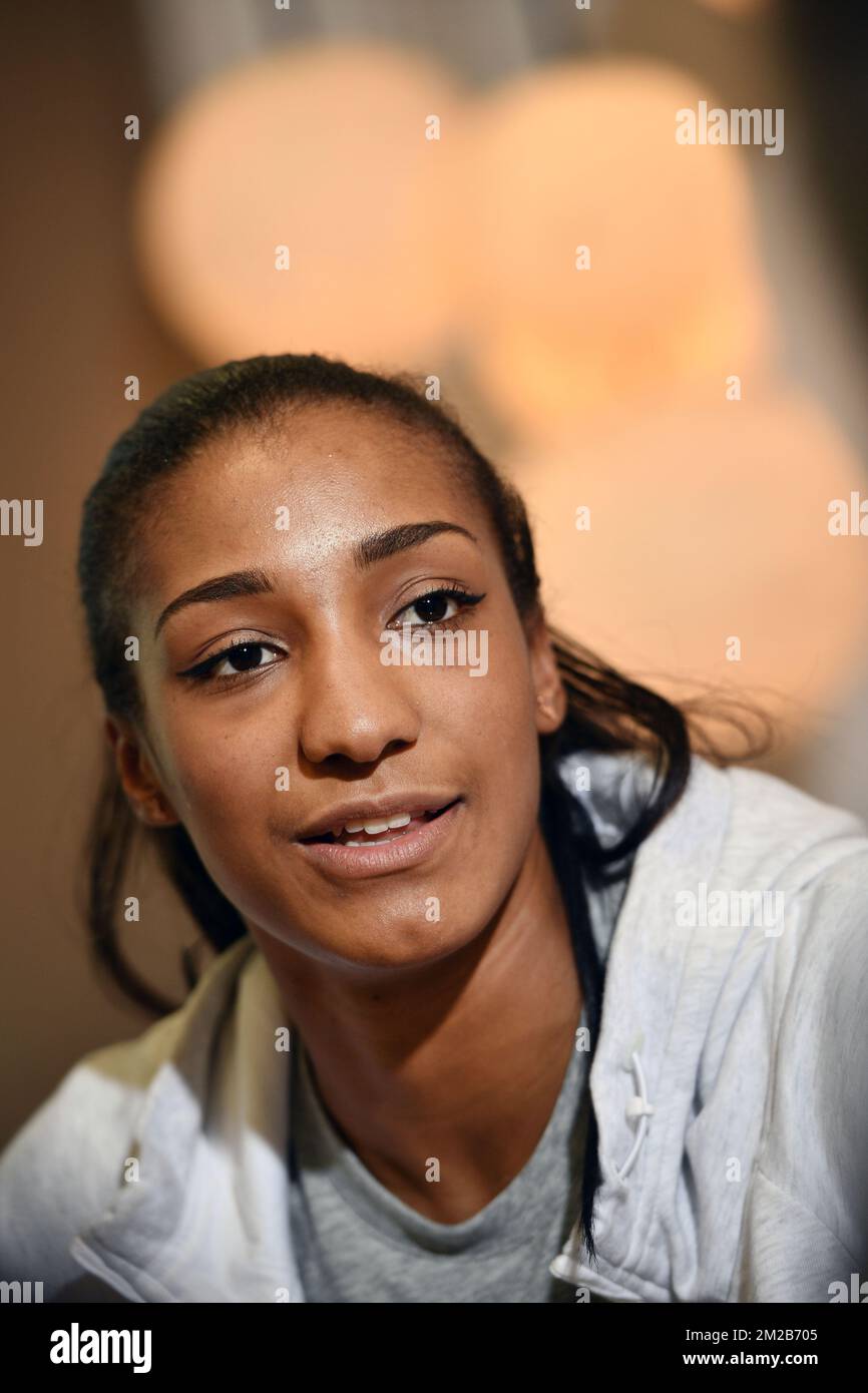 Belgian Nafissatou Nafi Thiam pictured during a press conference before ...