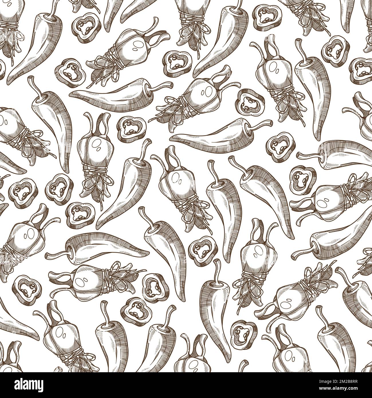 Spicy herbs hot chilli pepper colorless seamless pattern Stock Vector ...