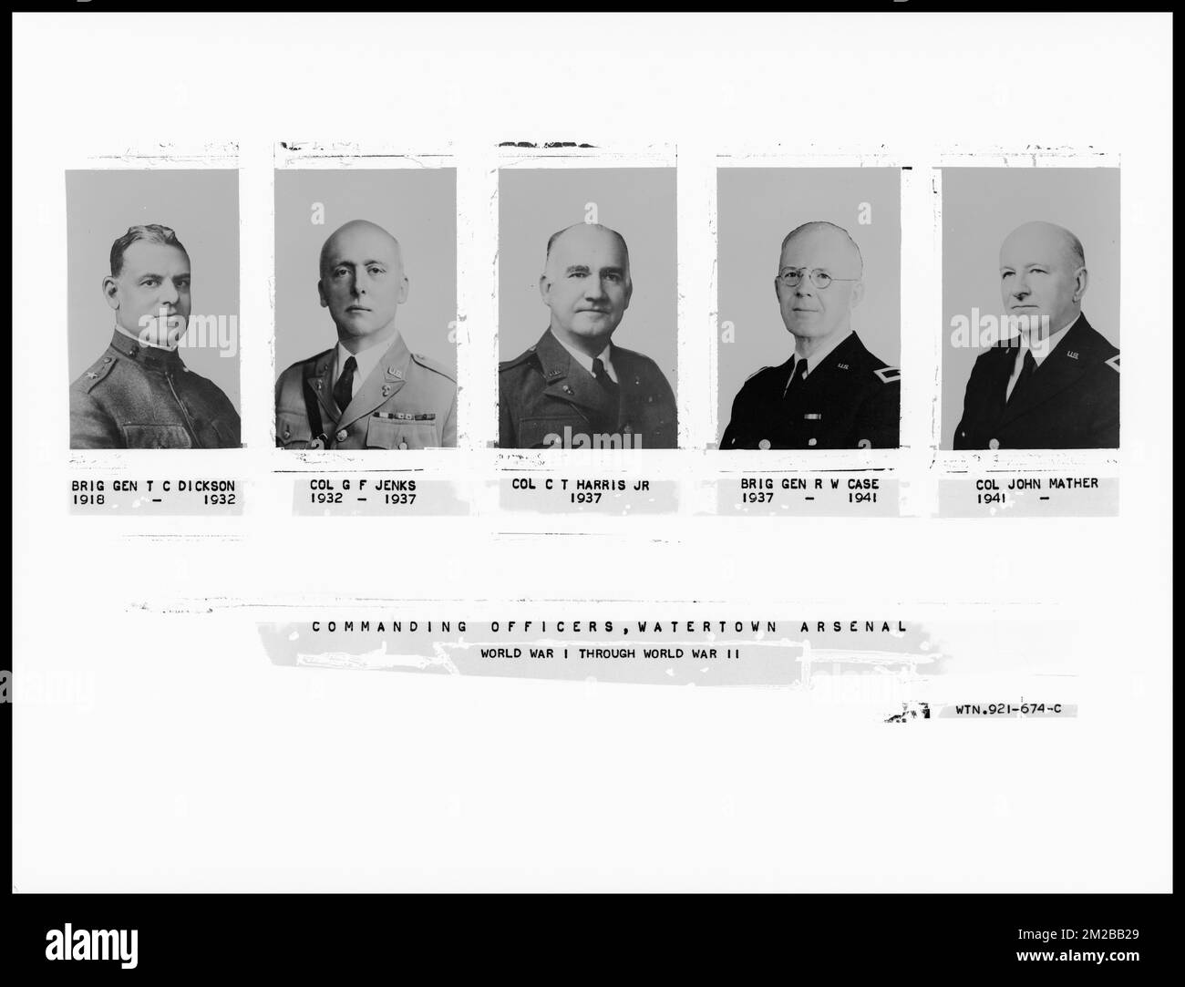 Commanding Officers, Watertown Arsenal, World War I through World War ...