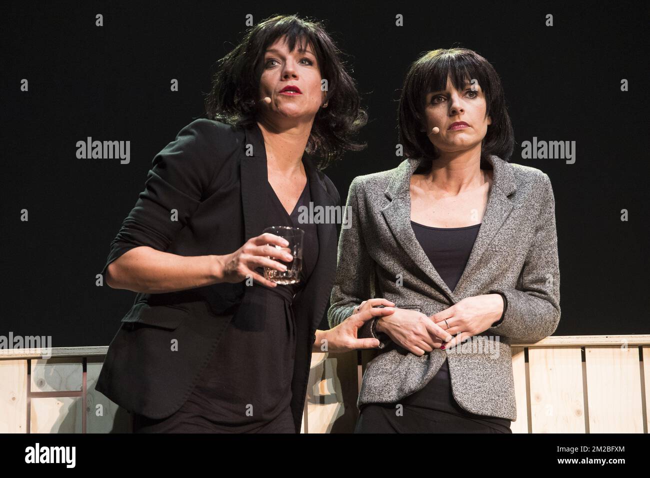 Actress Stephanie Coerten, acting as cdH's Joelle Milquet and Actress ...