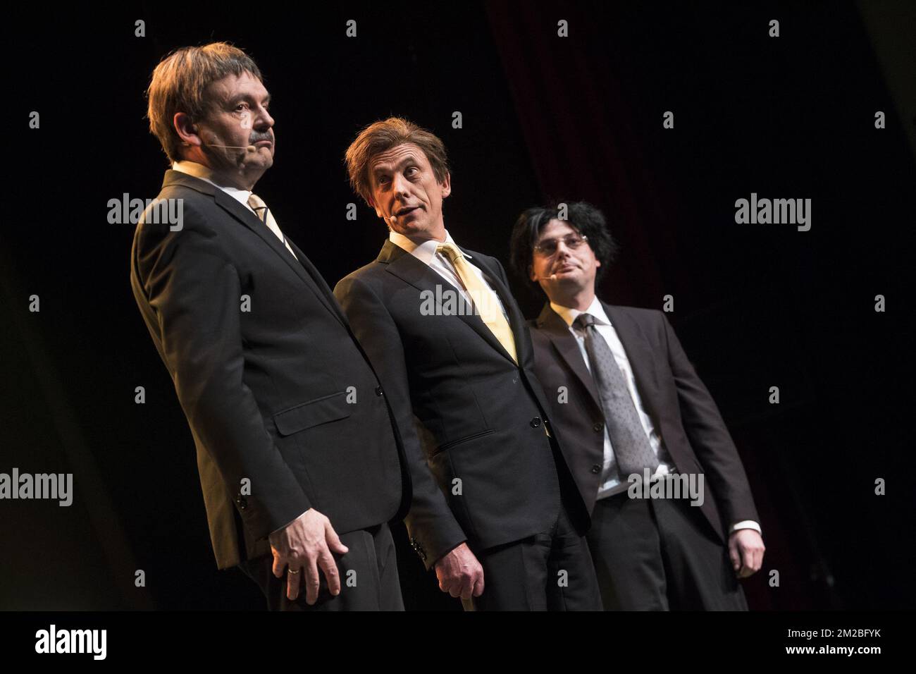 Actor Joel Riguelle, acting as Chamber chairman N-VA's Siegfried Bracke ...