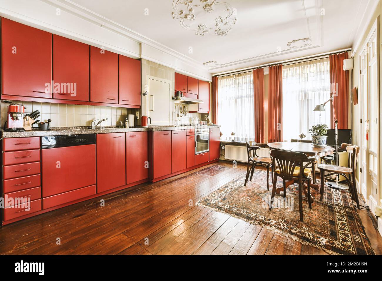 Home interior design of modern loft apartment with open kitchen in ...