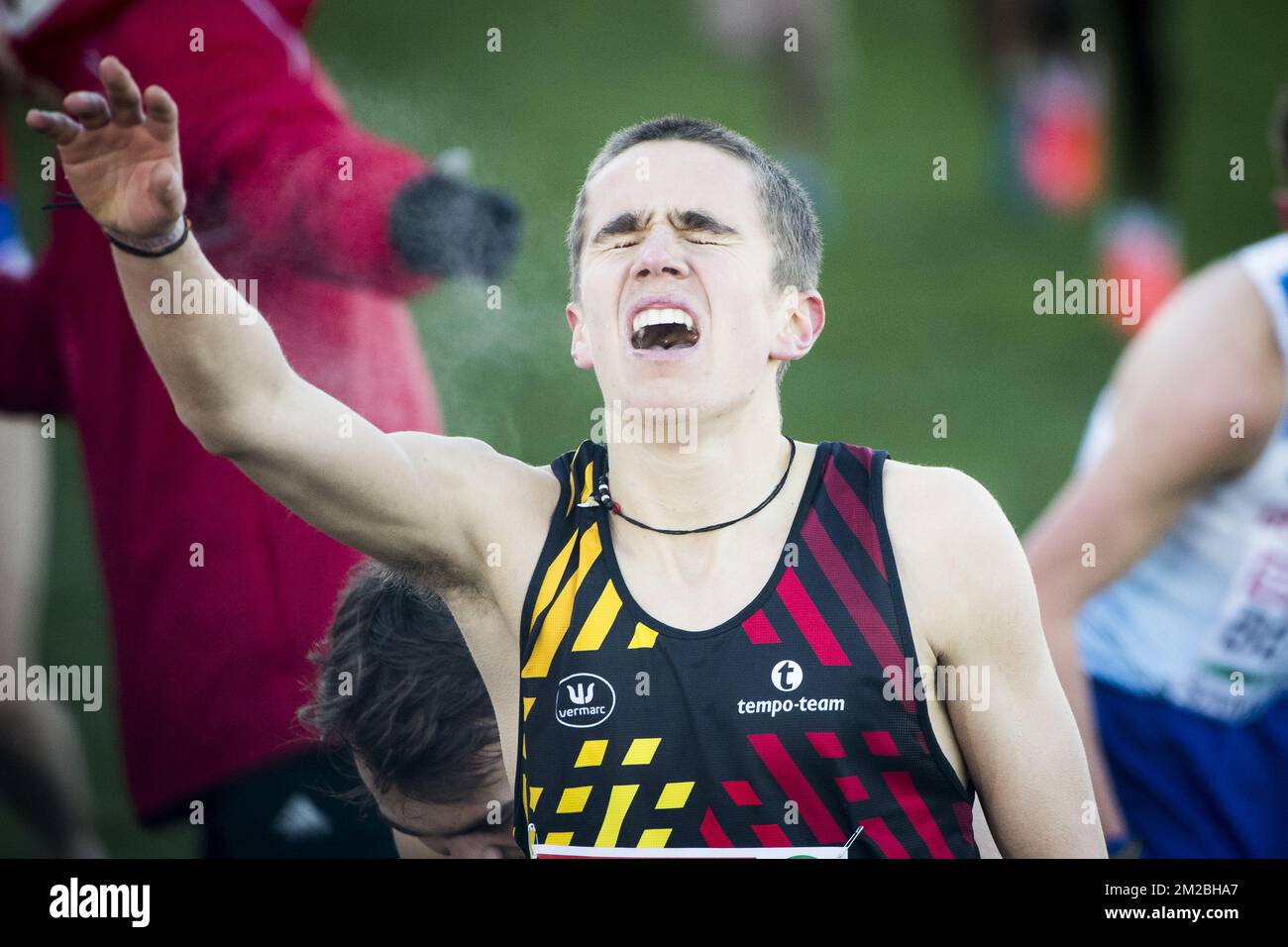 Belgian John Heymans celebrate after the U20 Men Race at the European ...