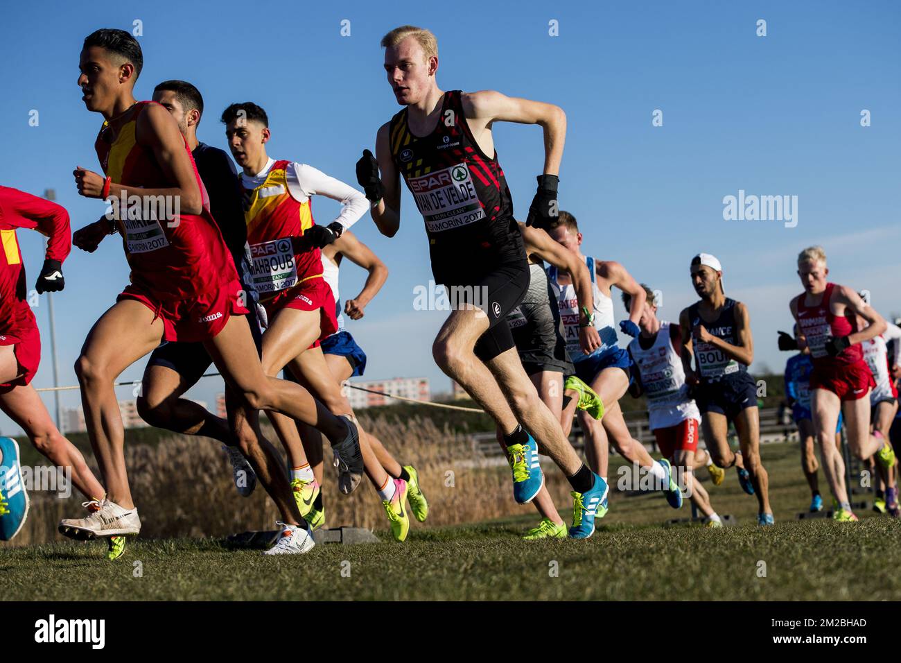 Belgian Tim Van de Velde pictured in action during the U20 Men Race at ...