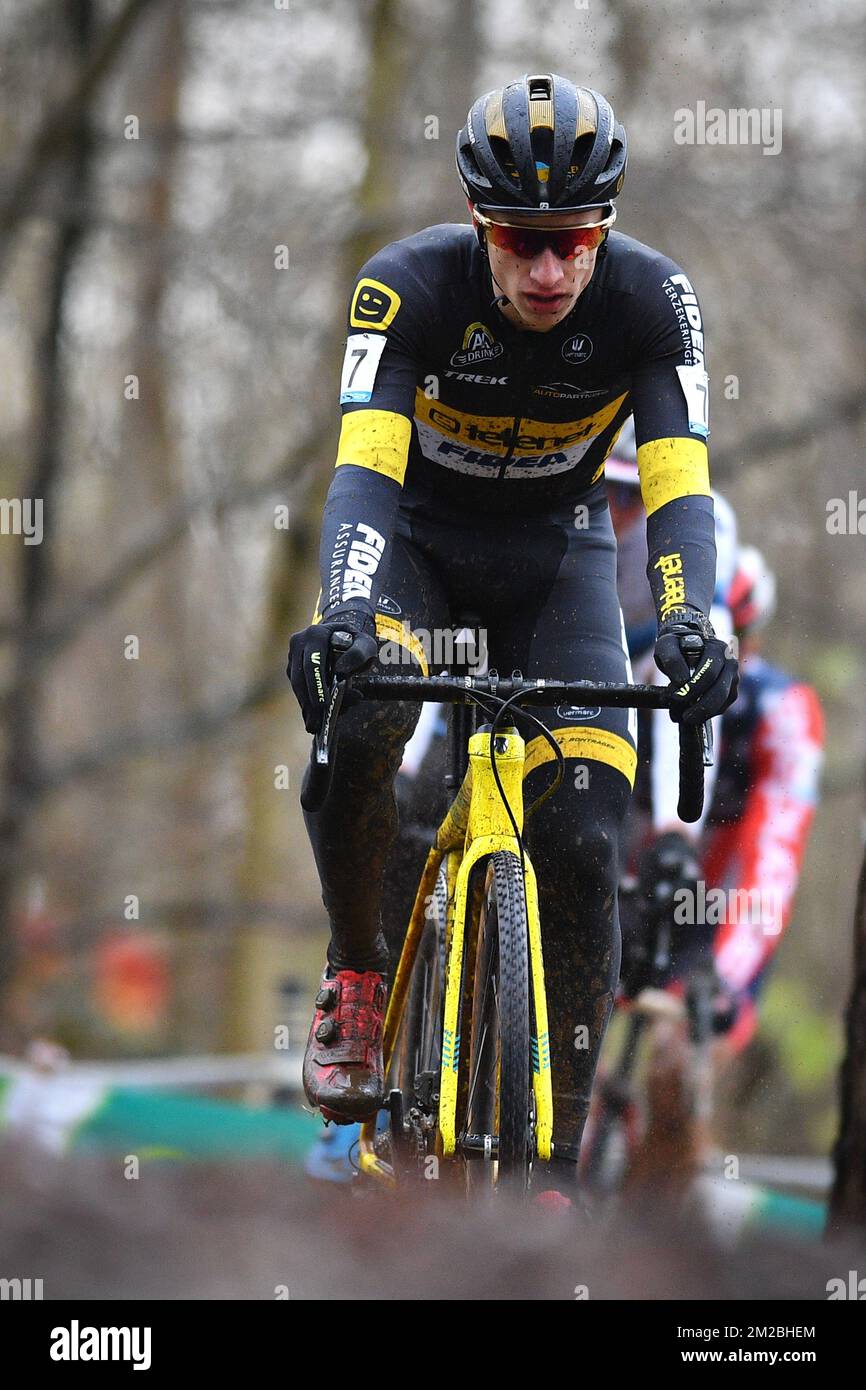 Belgian Quinten Hermans pictured in action during the men elite race at ...