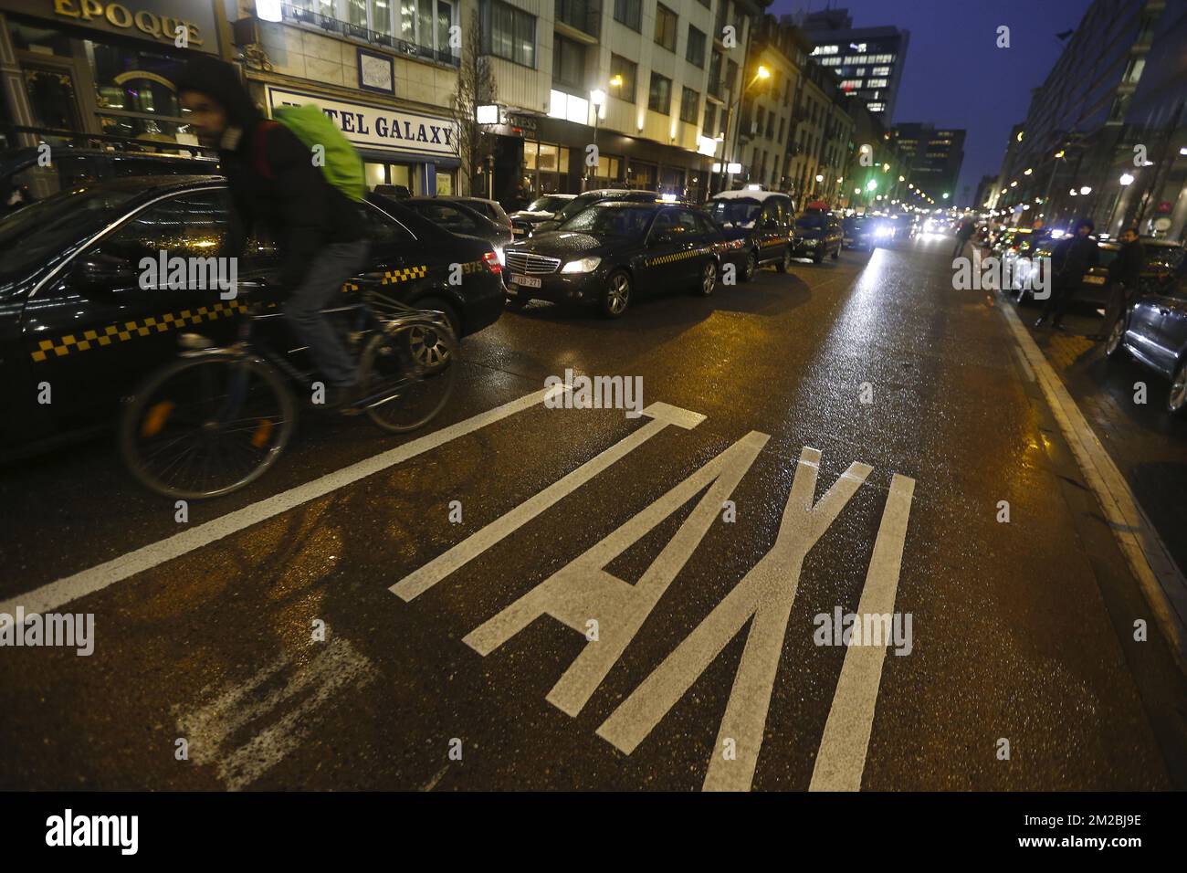 Illustration picture shows a protest action of taxi drivers in the city ...