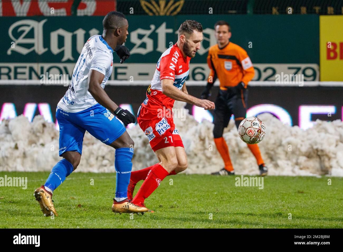 Gent's Deiver Machado and Kortrijk's Idir Ouali fight for the ball ...
