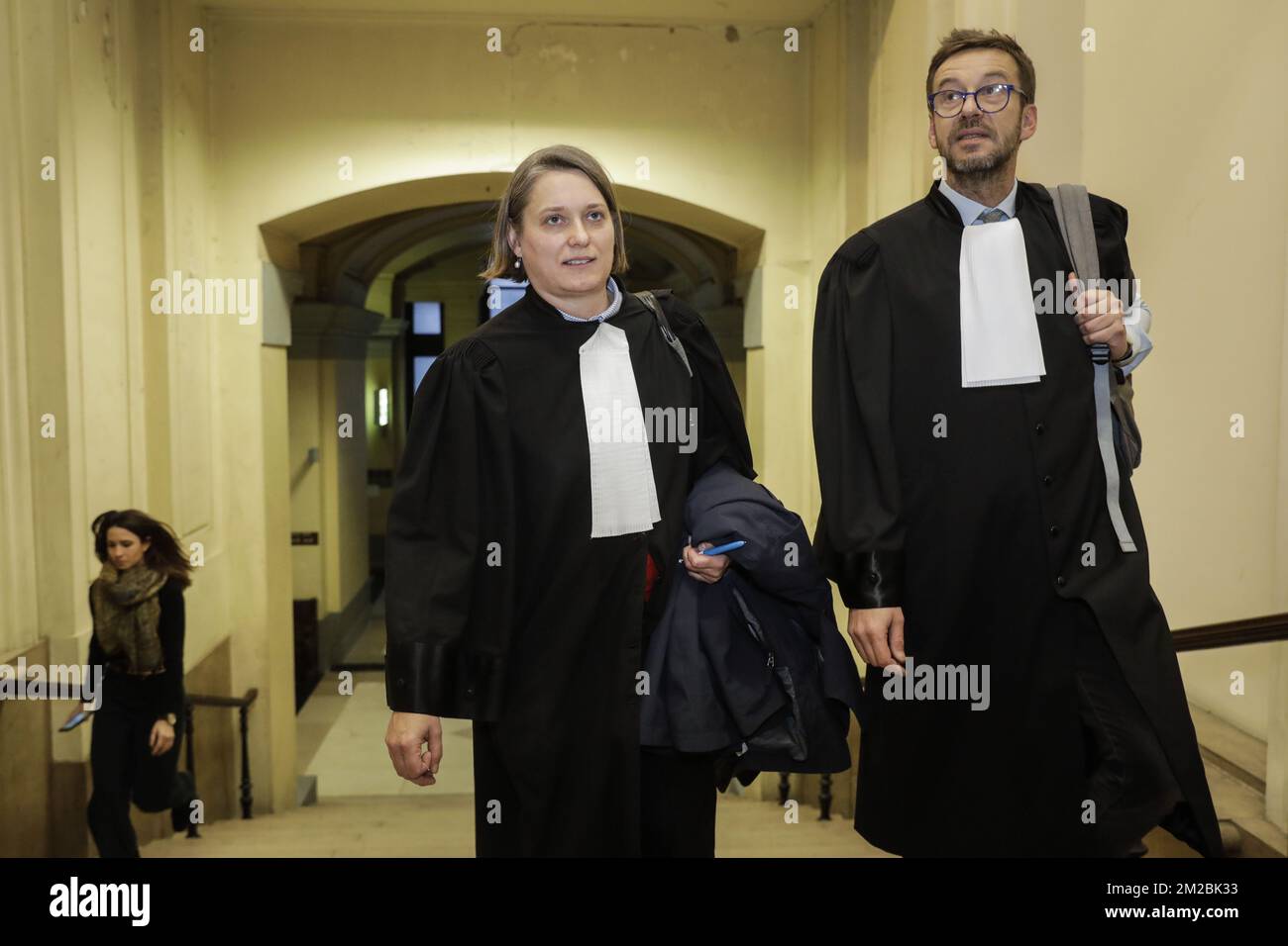 Lawyer Katelijn Van Bellingen and Lawyer Christophe Marchand leave ...