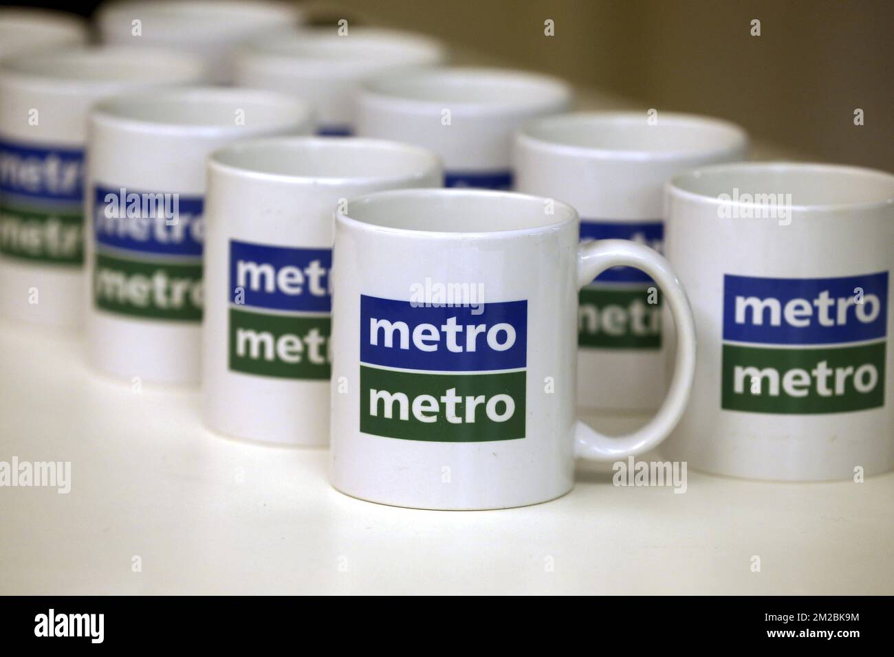 Illustration picture shows the Metro logo on mugs during a royal visit ...