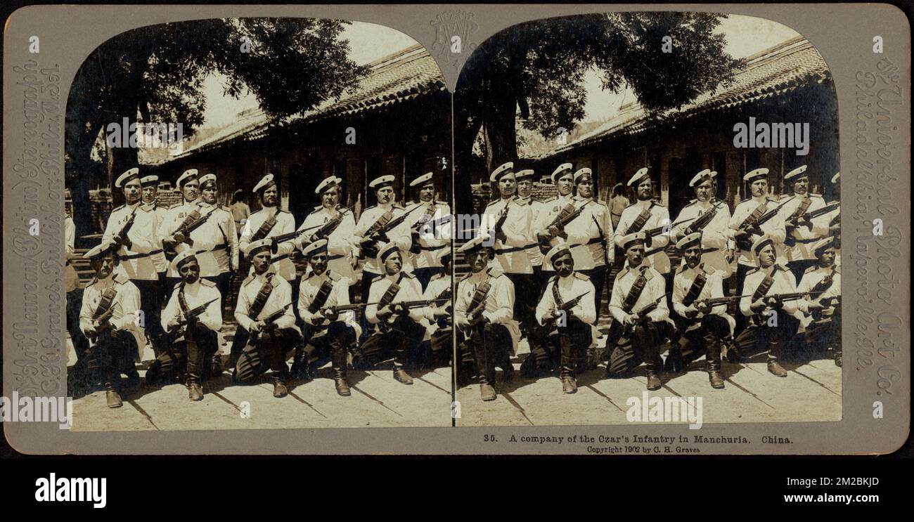 A company of the Czar's infantry in Manchuria, China , Soldiers, Russo-Japanese War, 1904-1905 ...