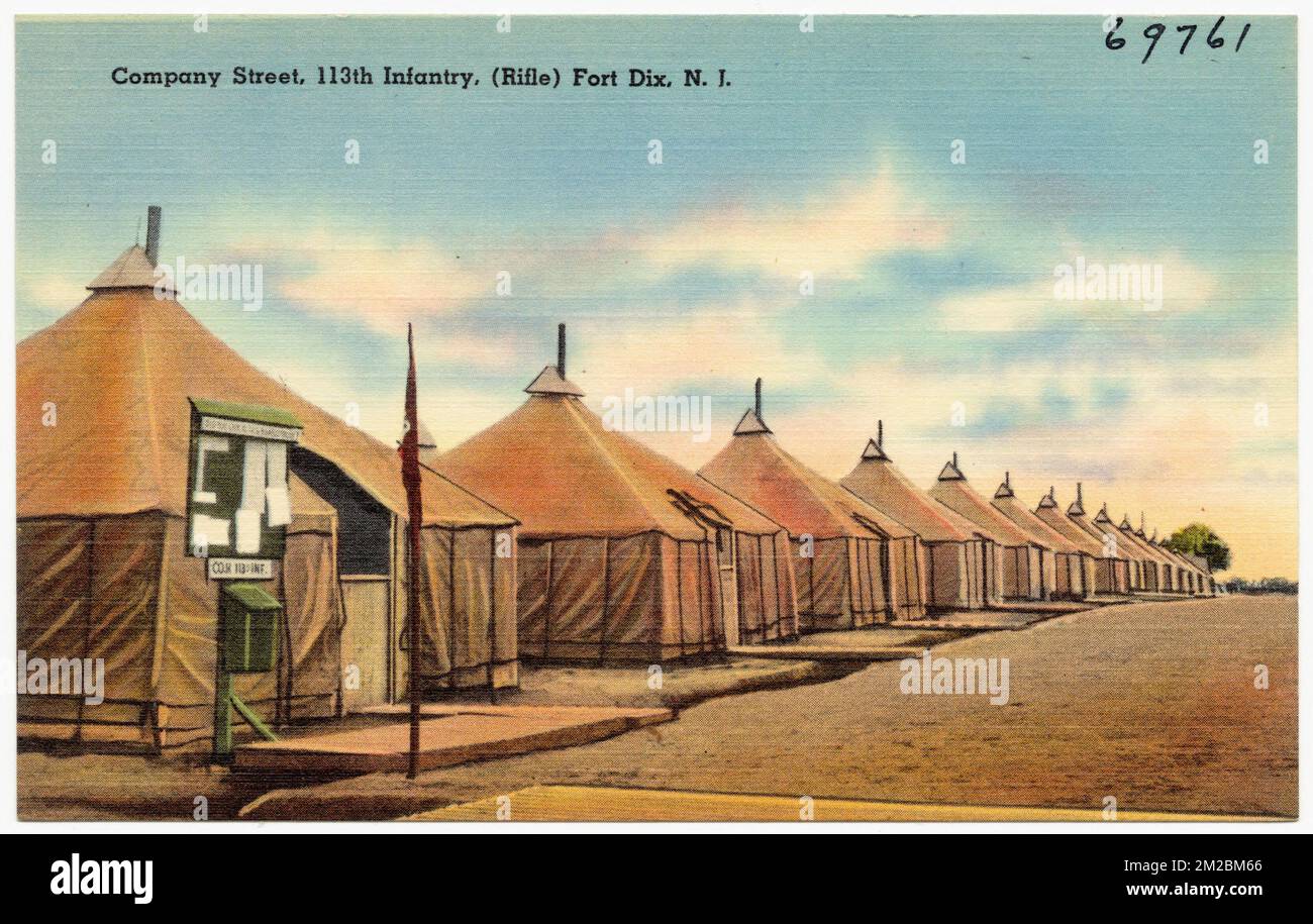 Company Street, 113th infantry, (rifle) Fort Dix, N.J. , Military ...