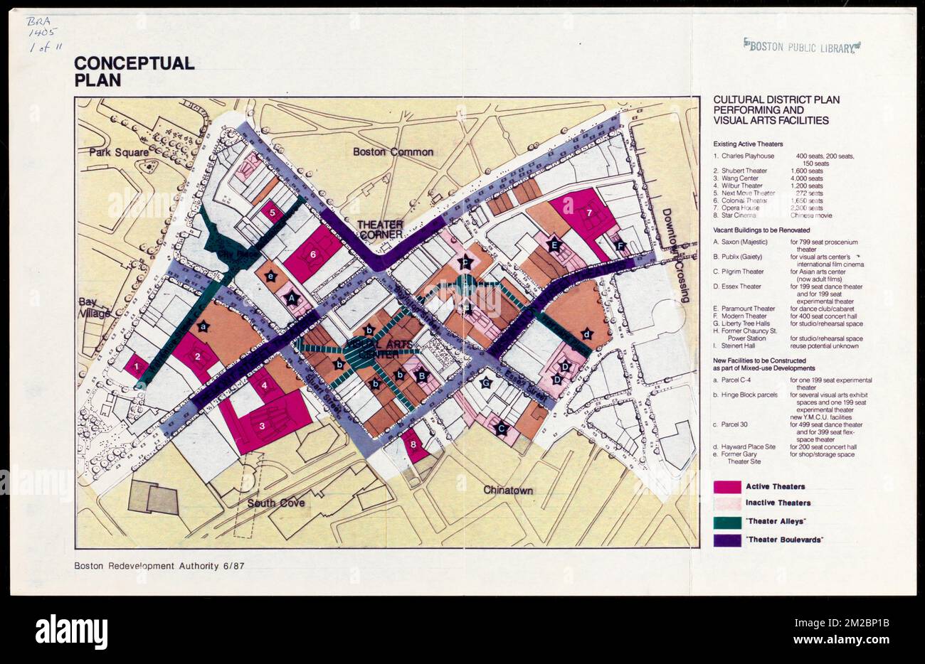 Conceptual plan , Boston Mass., Maps, Theaters, Massachusetts, Boston ...