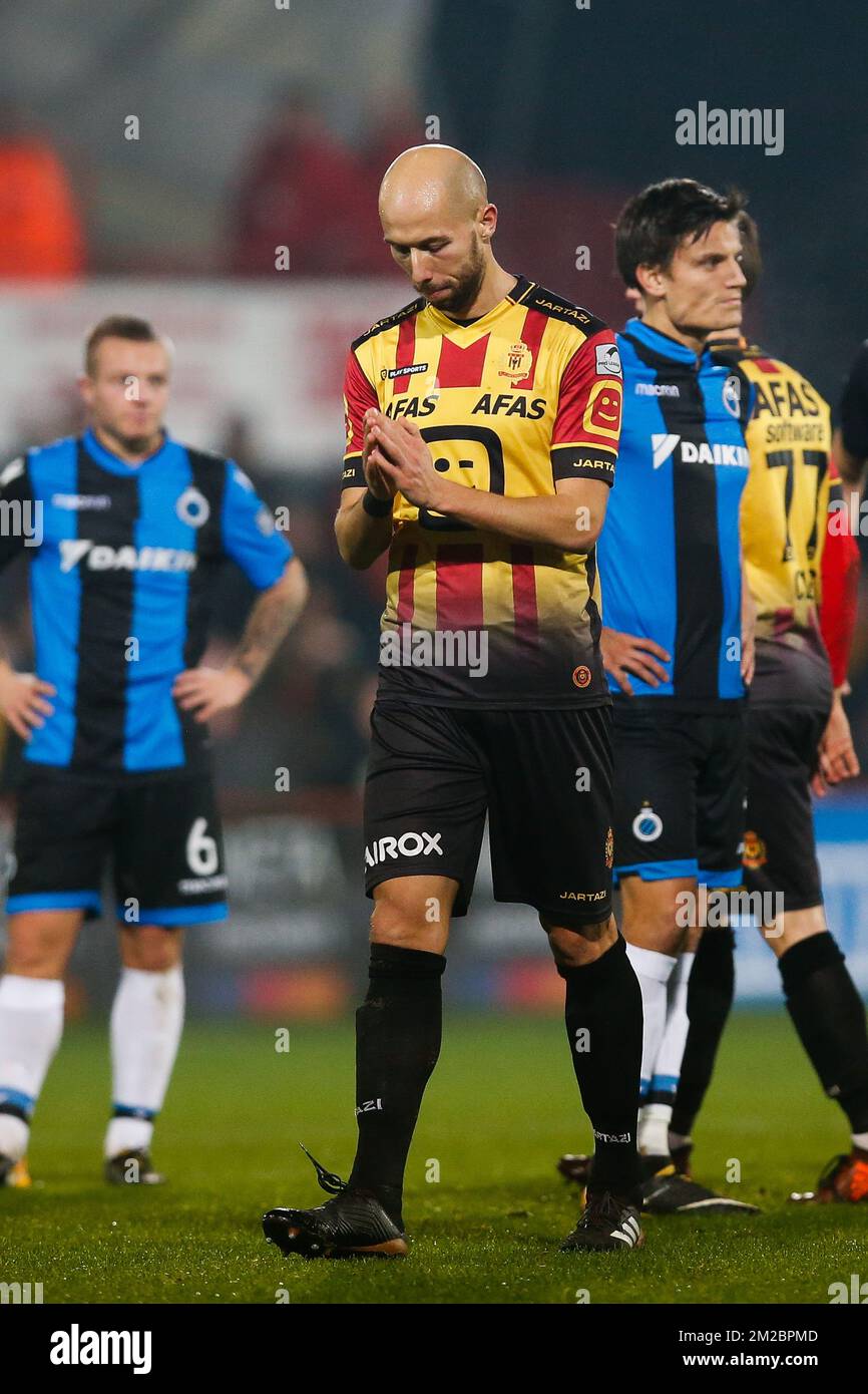 Mechelen's Edin Cocalic looks dejected during the Jupiler Pro League ...