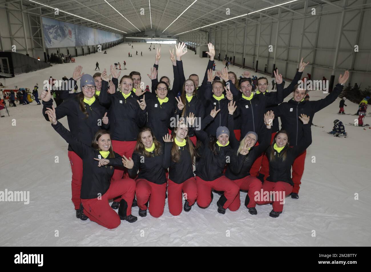 Belgian team poses for a group photo after a press conference of ...