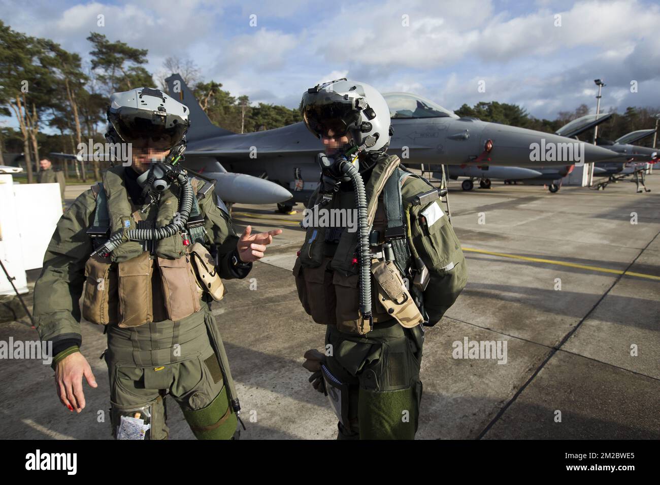 Pilots pictured during the return of Belgian F16 fighter planes from ...