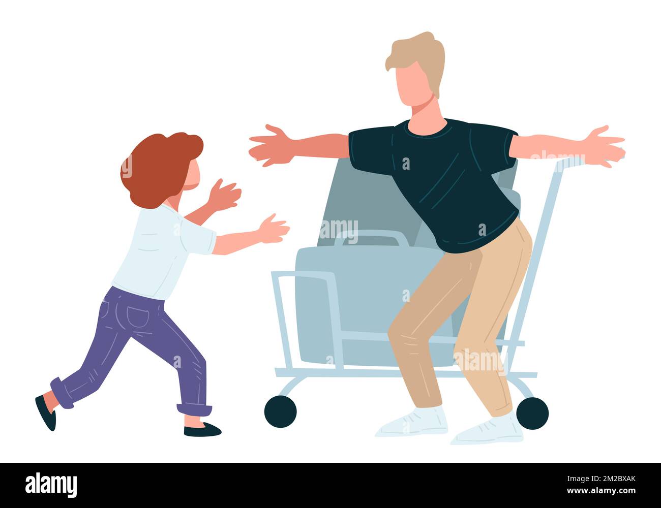 Kid running to dad returning home from trip Stock Vector Image & Art ...