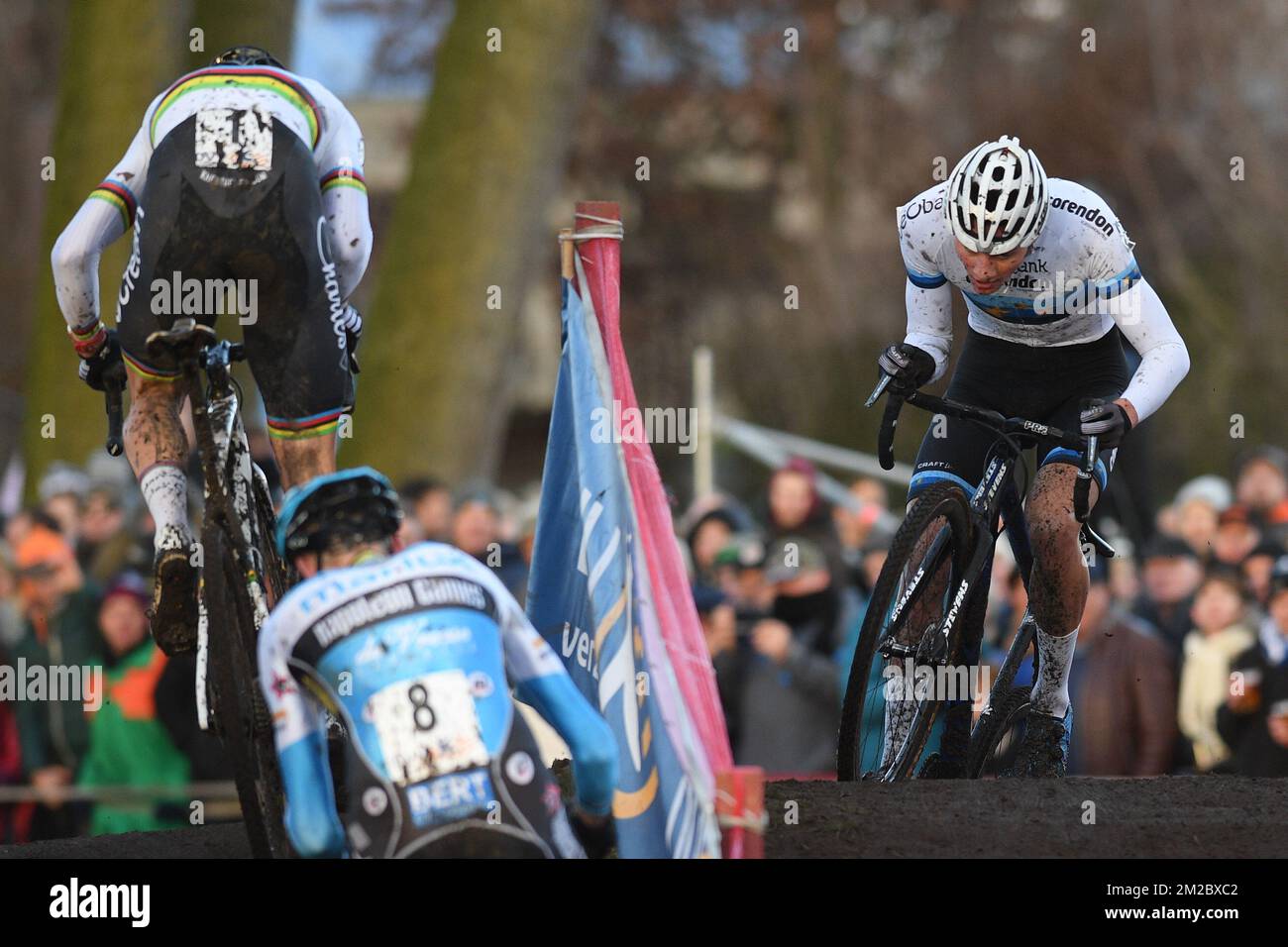 Belgian Wout Van Aert and Dutch Mathieu Van Der Poel pictured in action ...