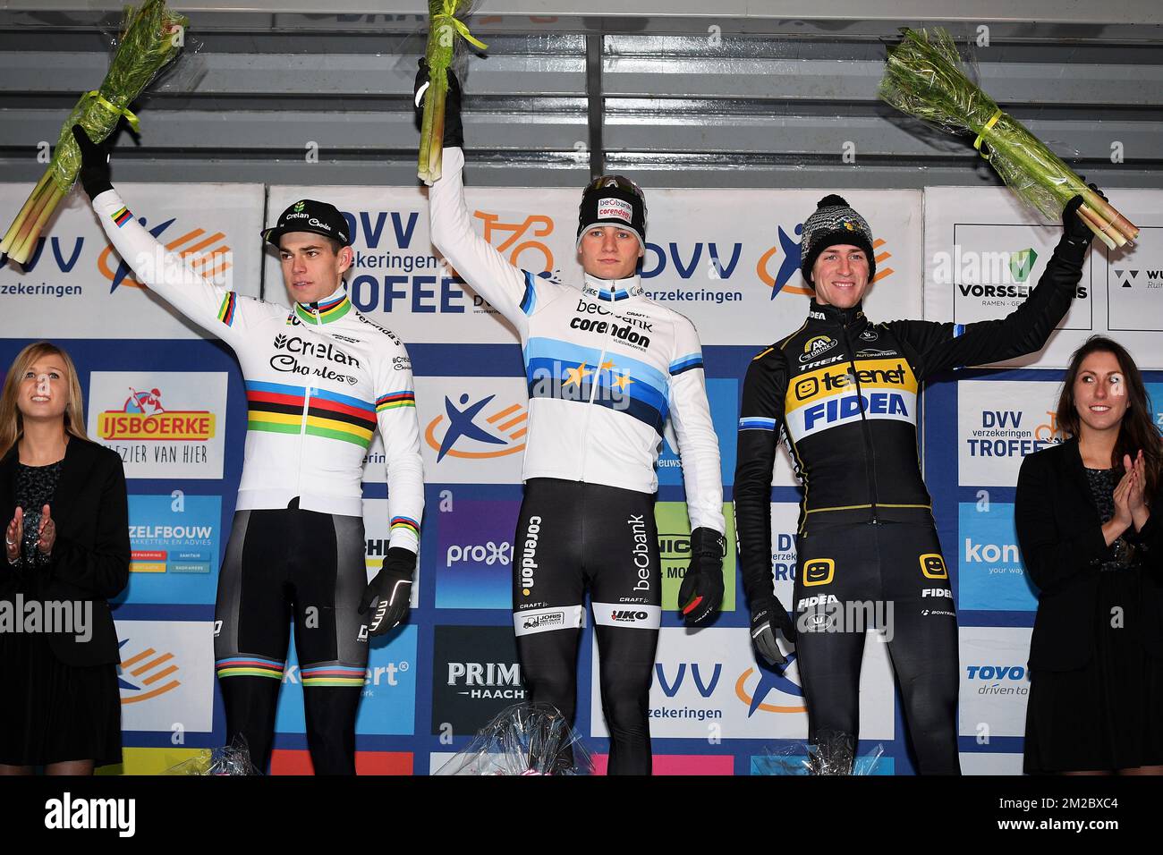 Belgian world champion Wout Van Aert, Dutch Mathieu Van Der Poel and ...