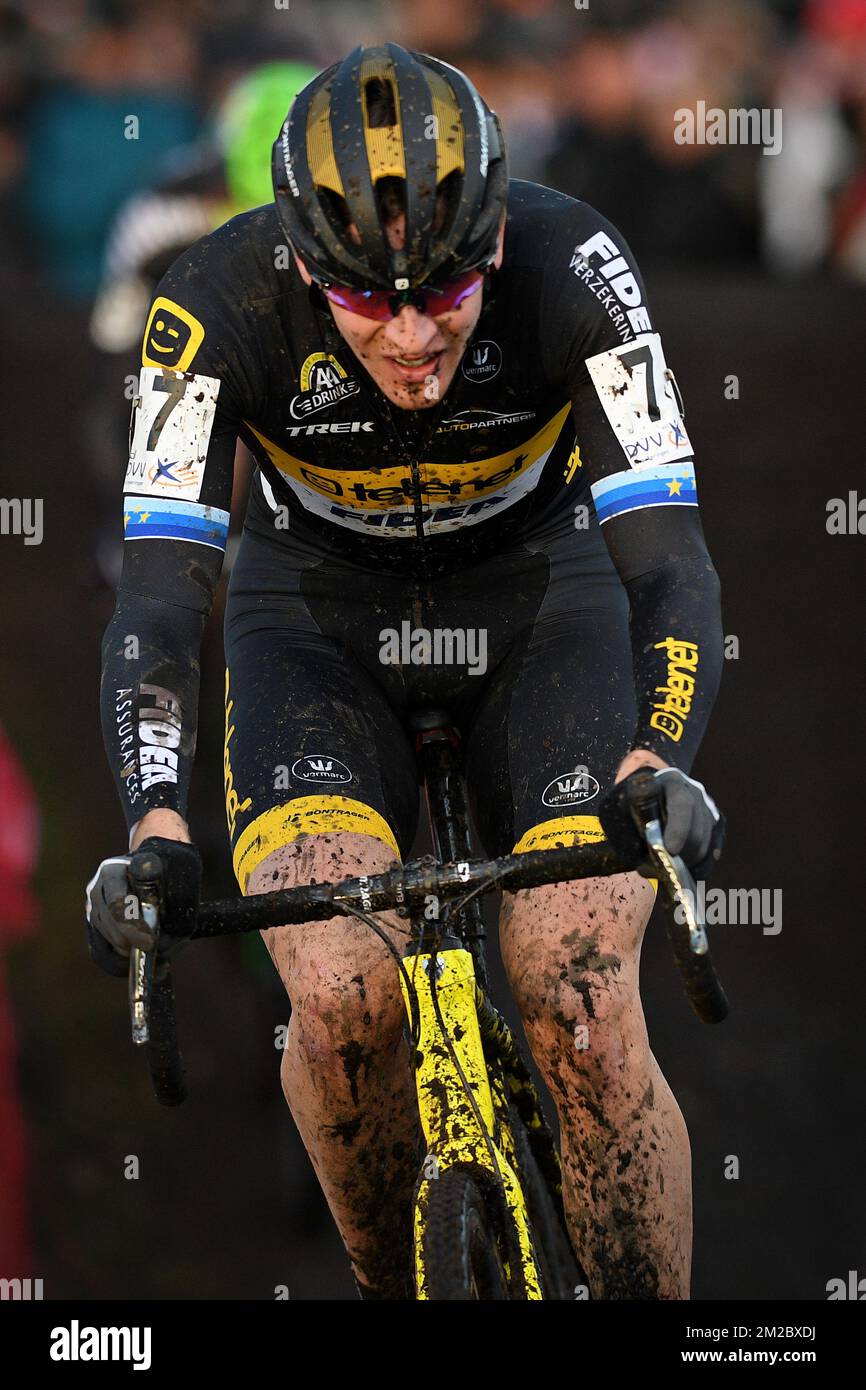 Belgian Toon Aerts pictured in action during the men elite race in the ...