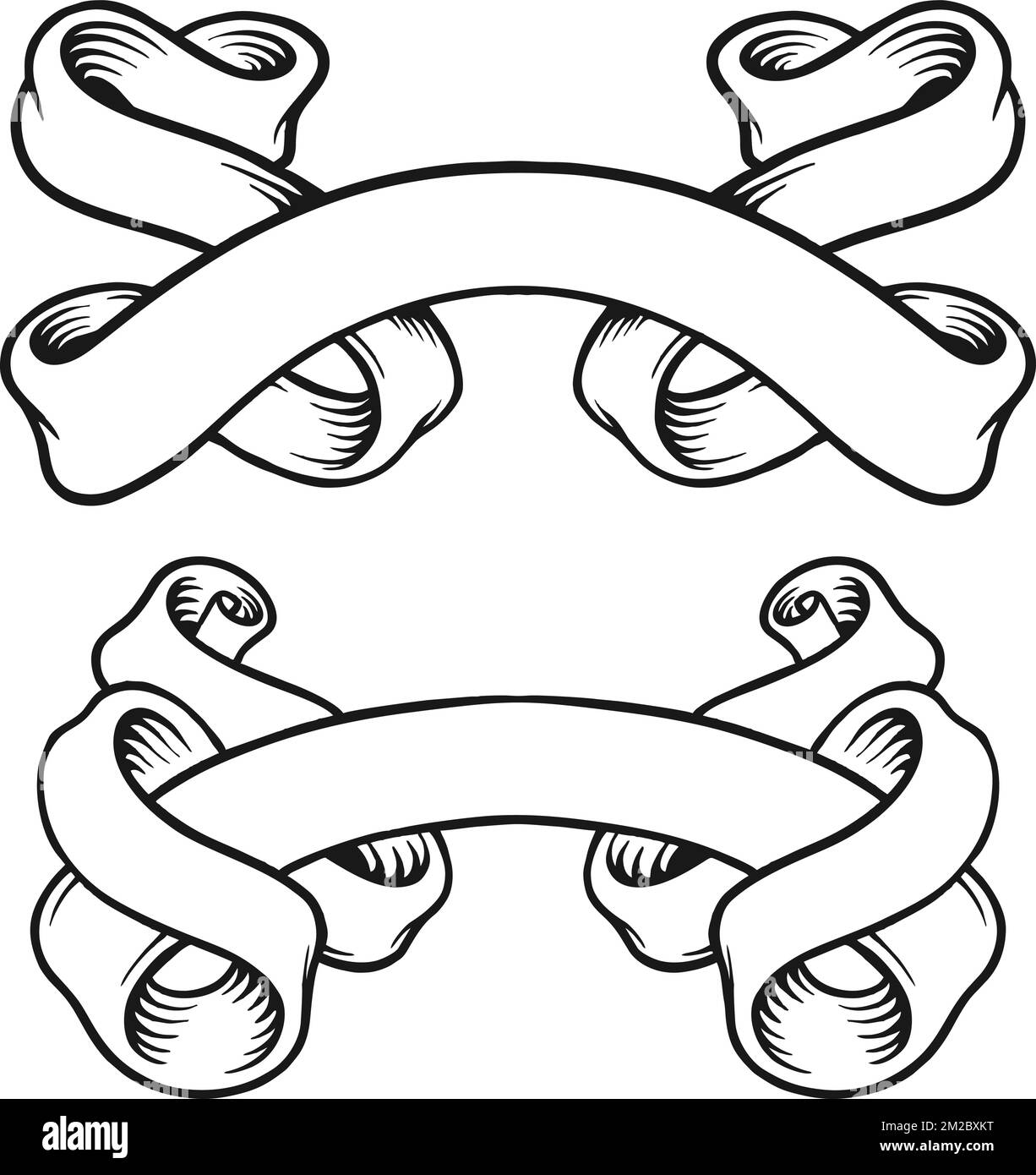 Vintage Ribbon Banner outline vector illustrations for your work logo ...