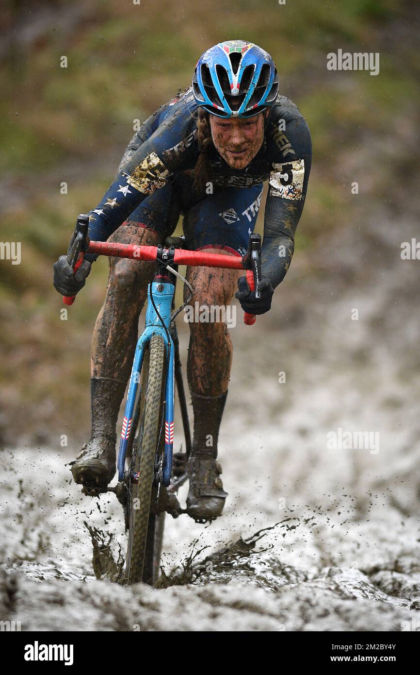 US Katie Compton pictured in action during the women's race of the GP ...