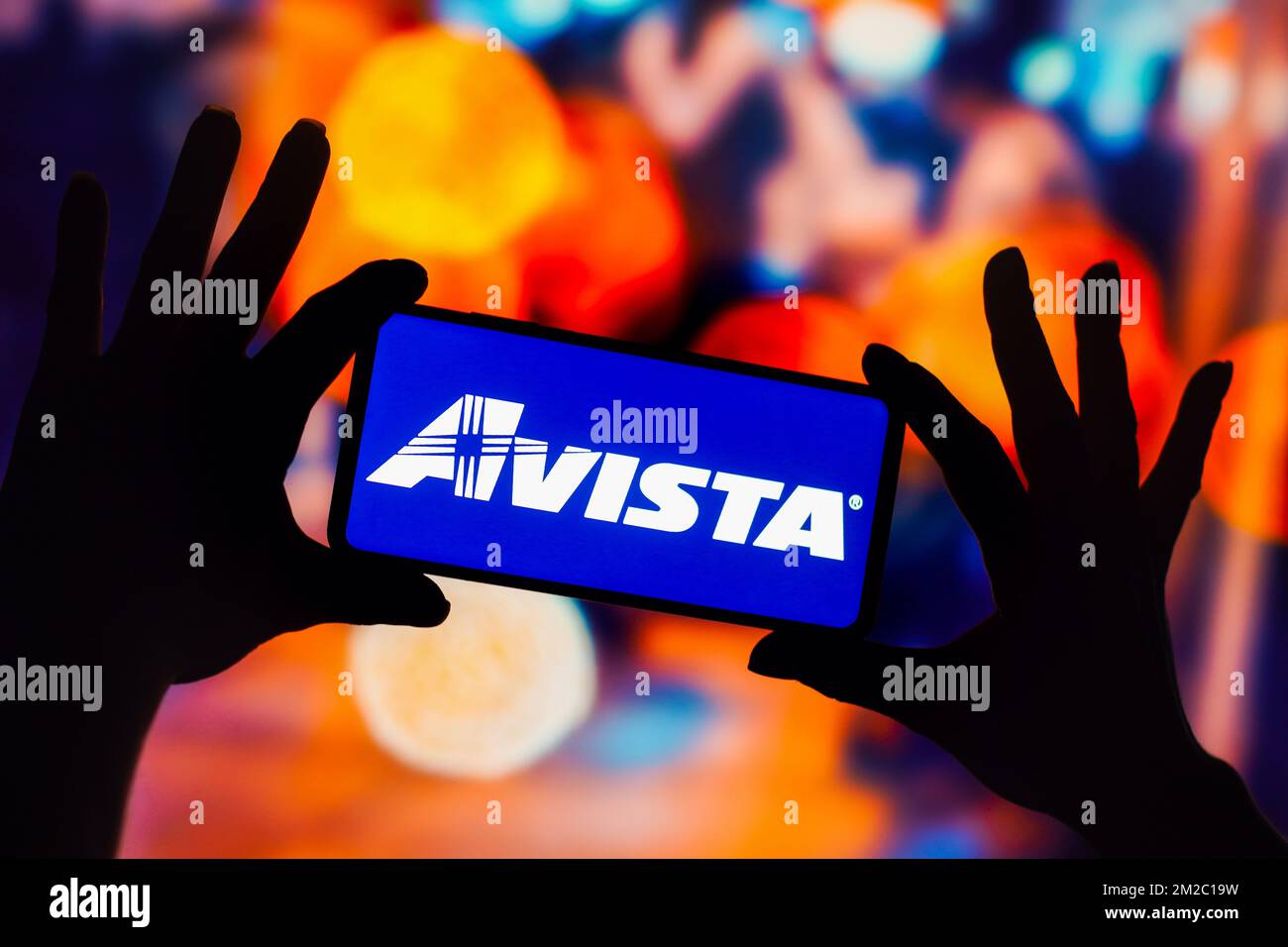 In this photo illustration, the Avista Corporation logo is displayed on ...