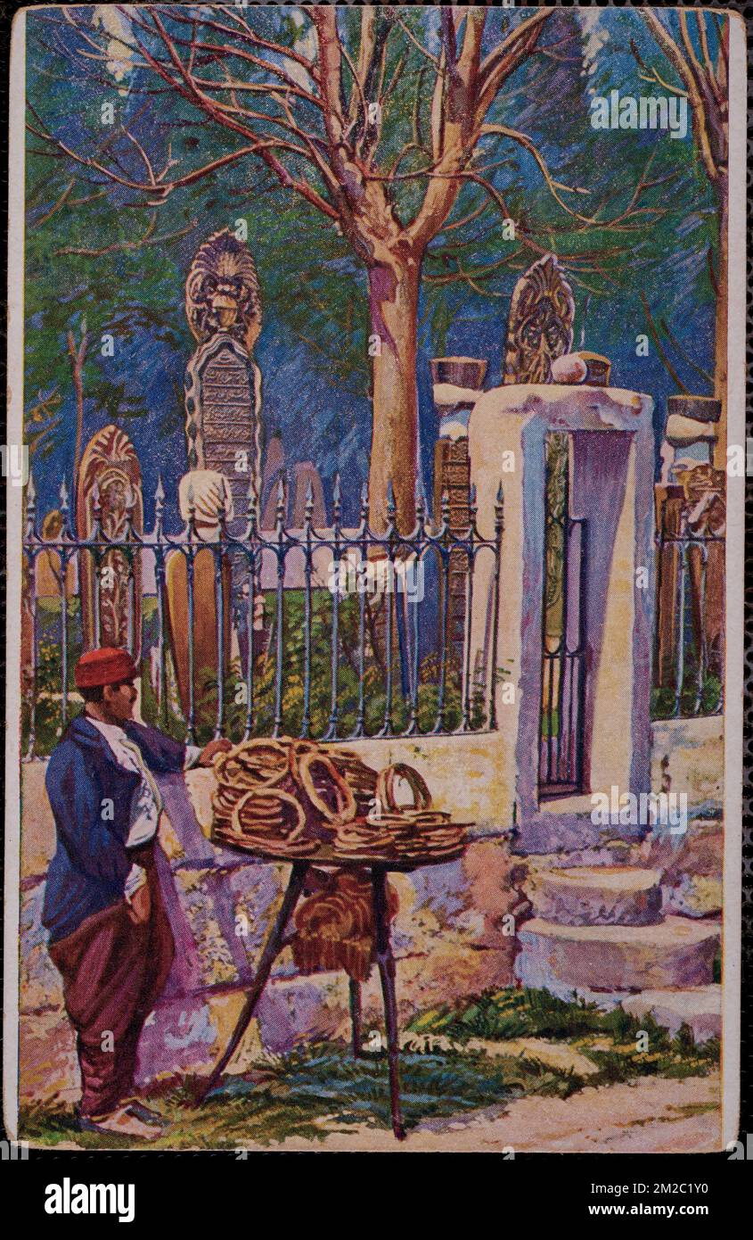Constantinople. Cimetiere a Stamboul , Cemeteries, Street vendors ...