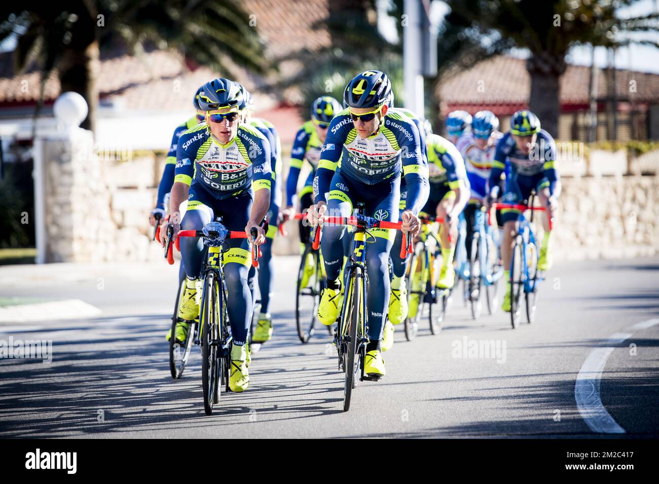 Illustration picture shows Wanty-Groupe Gobert riders in action during ...