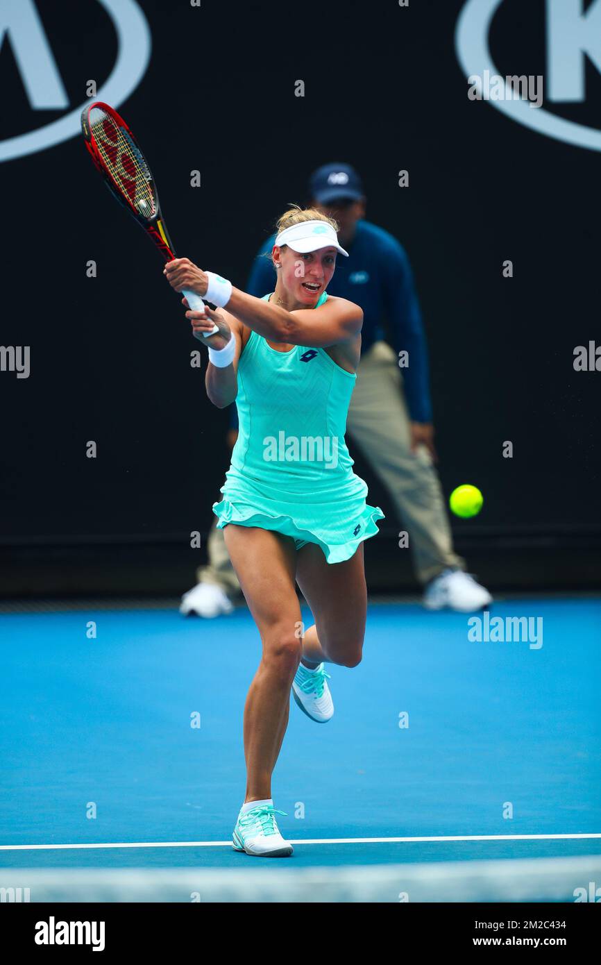 Belgian Yanina Wickmayer pictured during a tennis game between Belgian ...