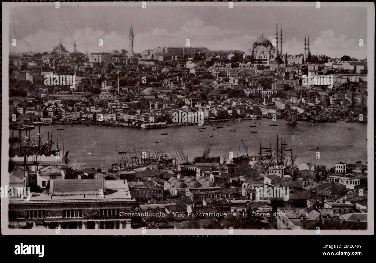 Constantinople. Vue panoramique et la Corne d'Or , Bays Bodies of water ...
