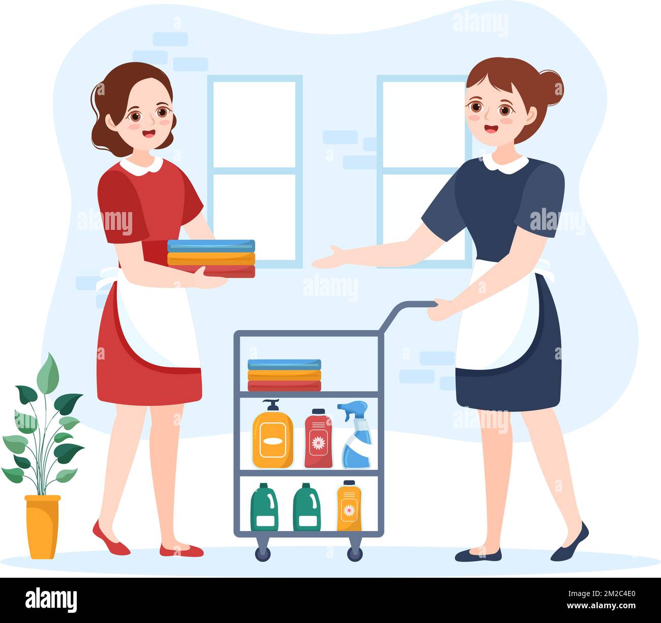 Hotel Employee to Serve Travelers in Flat Cartoon Hand Drawn Template ...