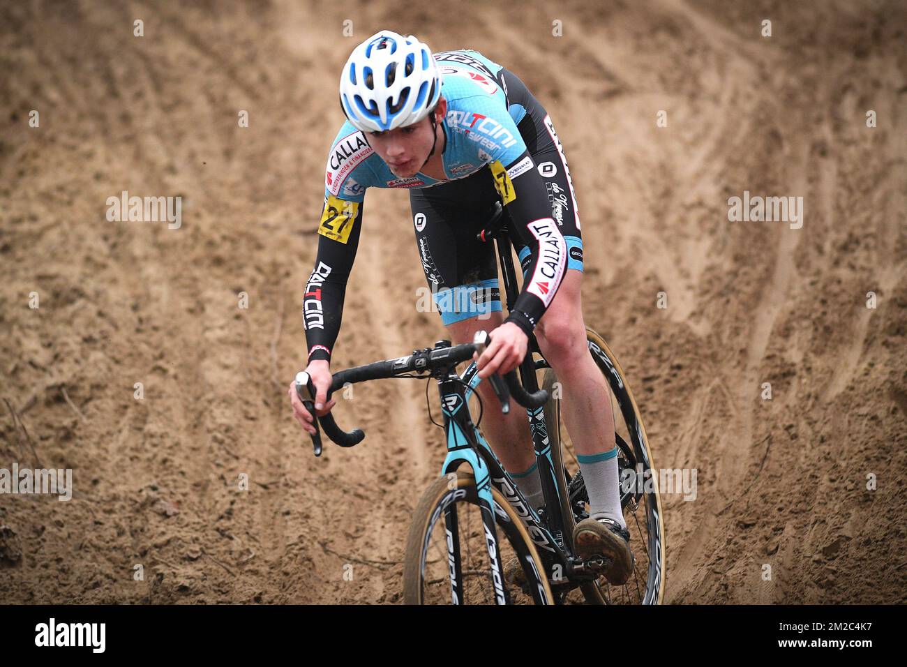 Belgian Gerben Kuypers pictured in action during the junior men race at ...