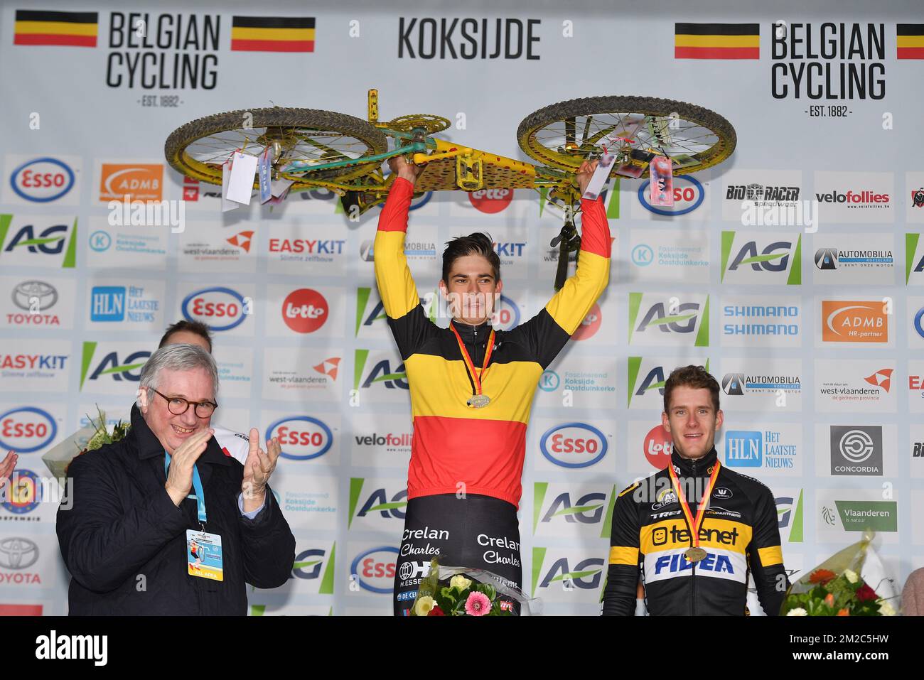 Belgian Laurens Sweeck, Belgian Wout Van Aert and Belgian Daan Soete ...