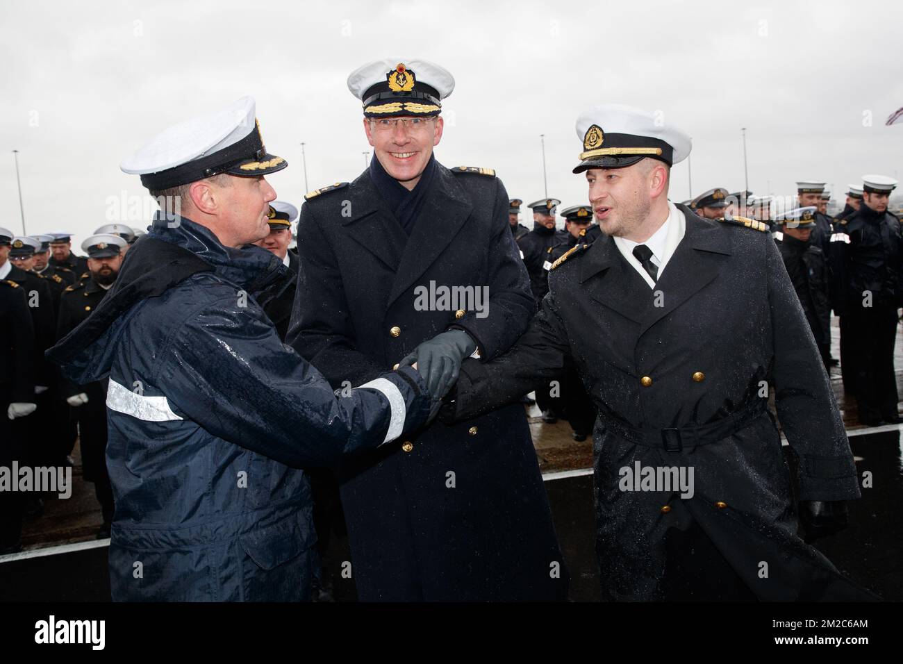 Captain Peter Ramboer and Commander Gvido Laudups pictured during a ...