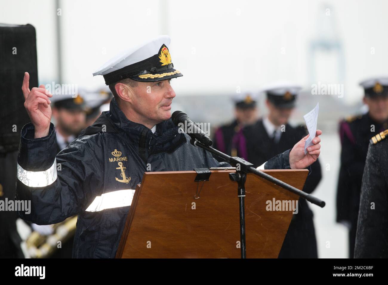 Captain Peter Ramboer pictured during a Change of Command ceremony of the Standing NATO Mine ...