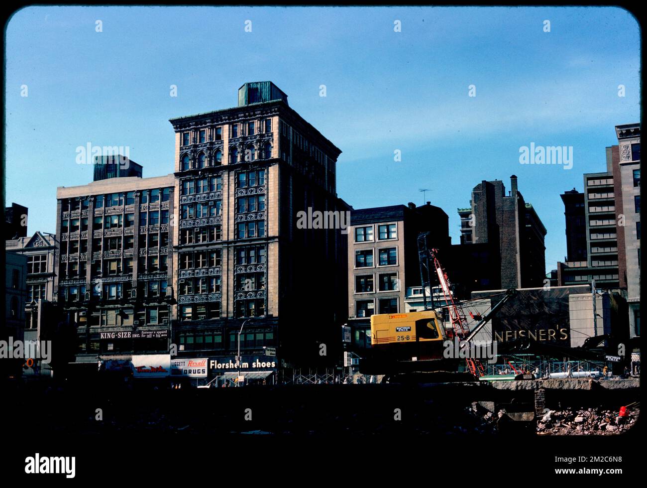 Construction site on Washington Street, Boston , Construction, Buildings. Edmund L. Mitchell ...