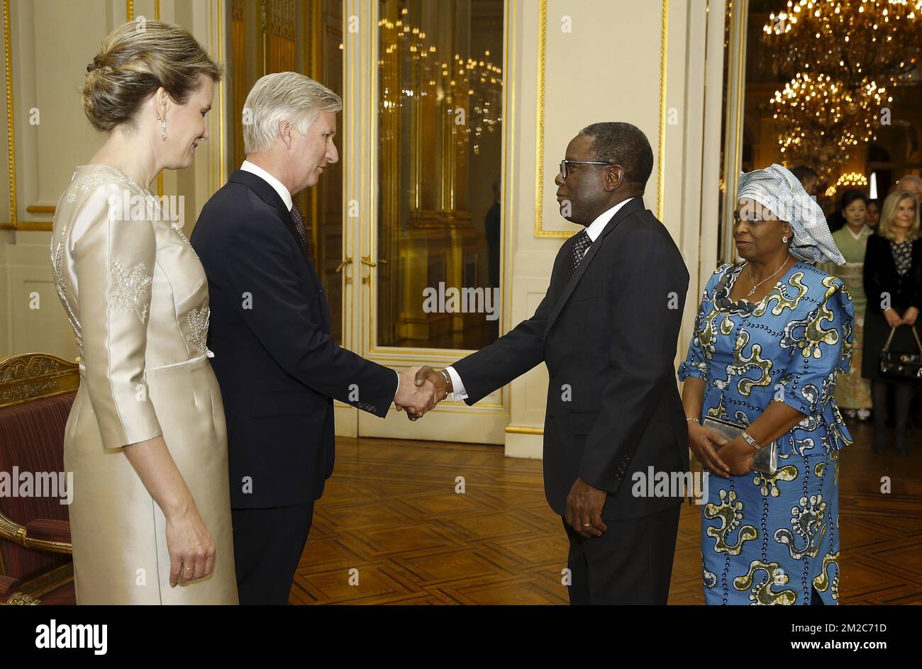 Queen Mathilde and King Philippe, Benin Ambassador Zacharie Richard ...