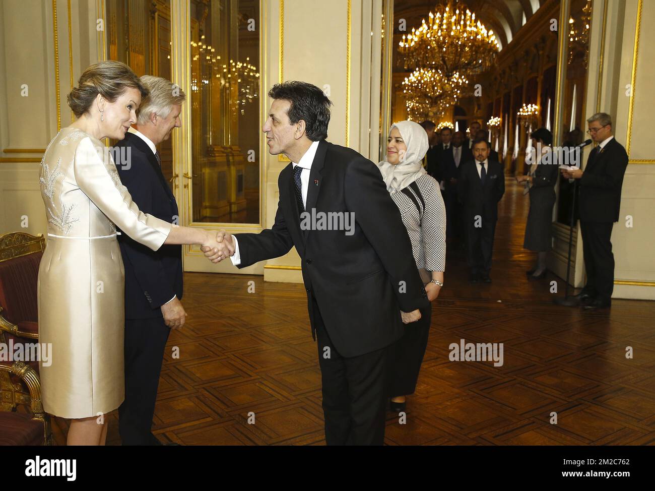 Queen Mathilde and King Philippe, Libya Nureddin Mazen pictured during ...