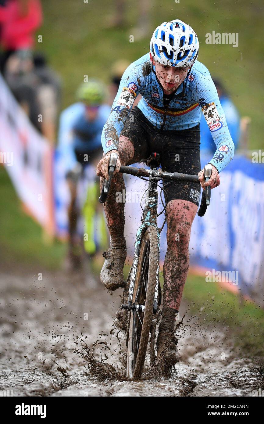 Belgian Gerben Kuypers pictured in action during the men's juniors race ...