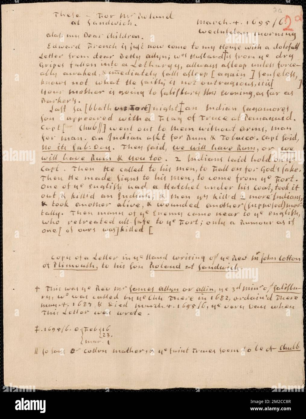 Copy of a letter from John Cotton, Plymouth, to Rowland Cotton ...
