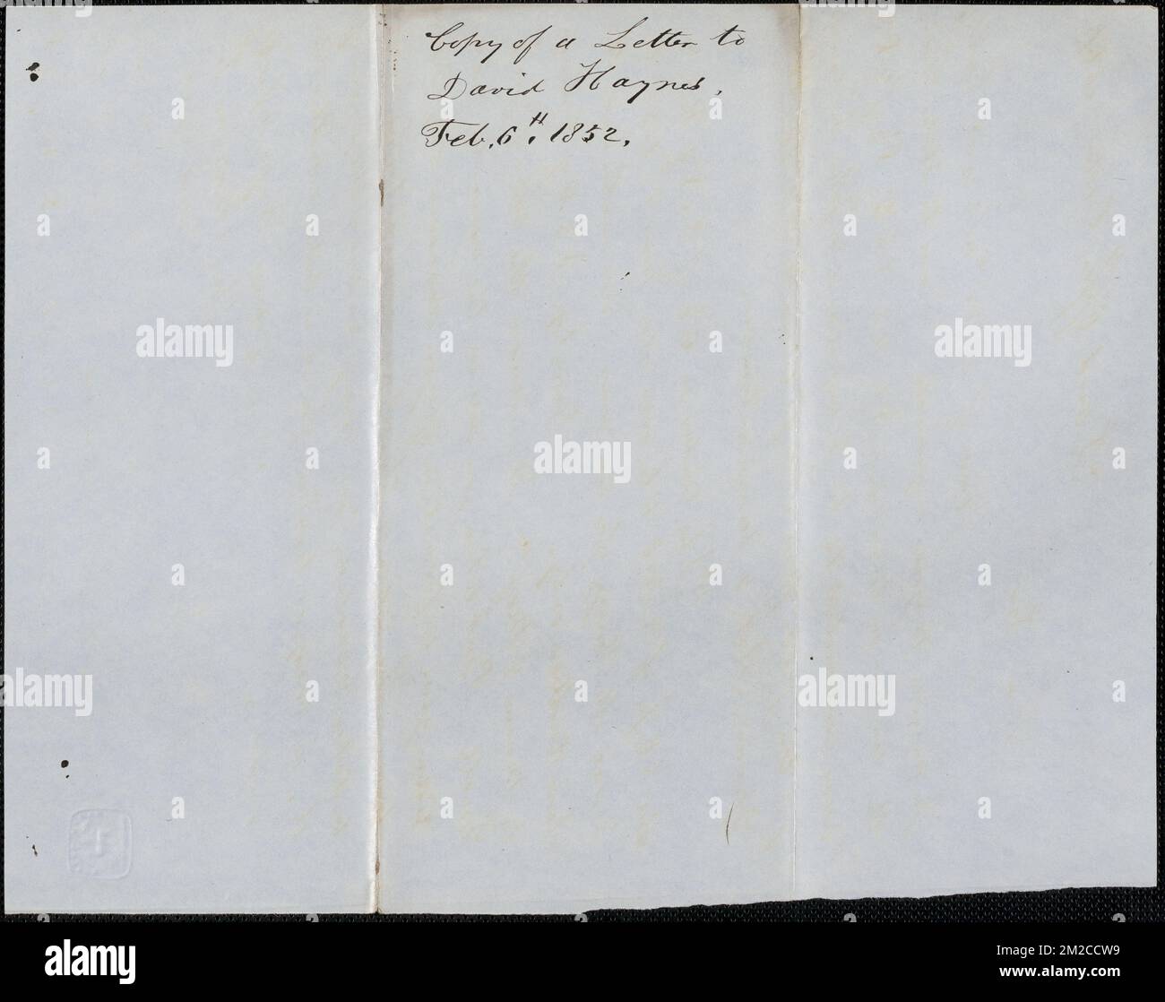 Copy of a letter from Samuel Warner to David Haynes, 6 February 1852 , Public land sales, United ...