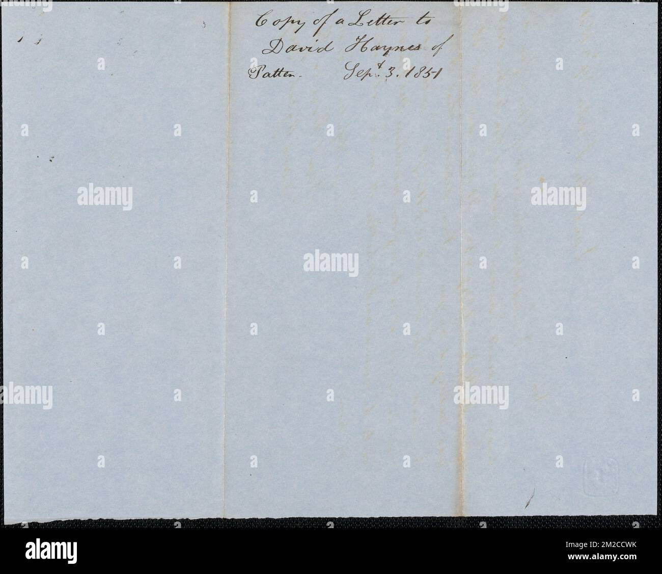 Copy of a letter from Samuel Warner to David Haynes, 3 September 1851 ...