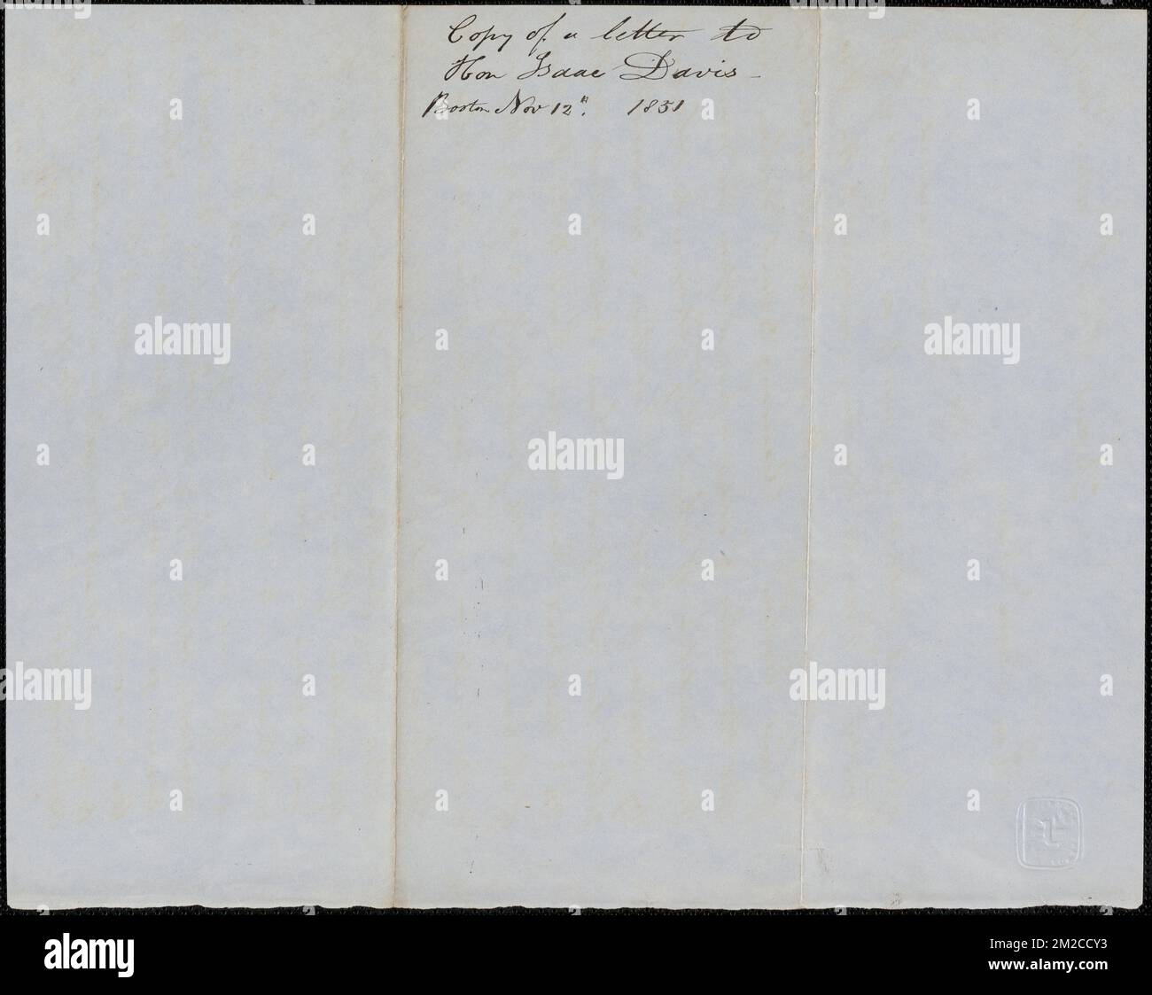 Copy of a letter from Samuel Warner to Isaac Davis, 12 November 1851 ...