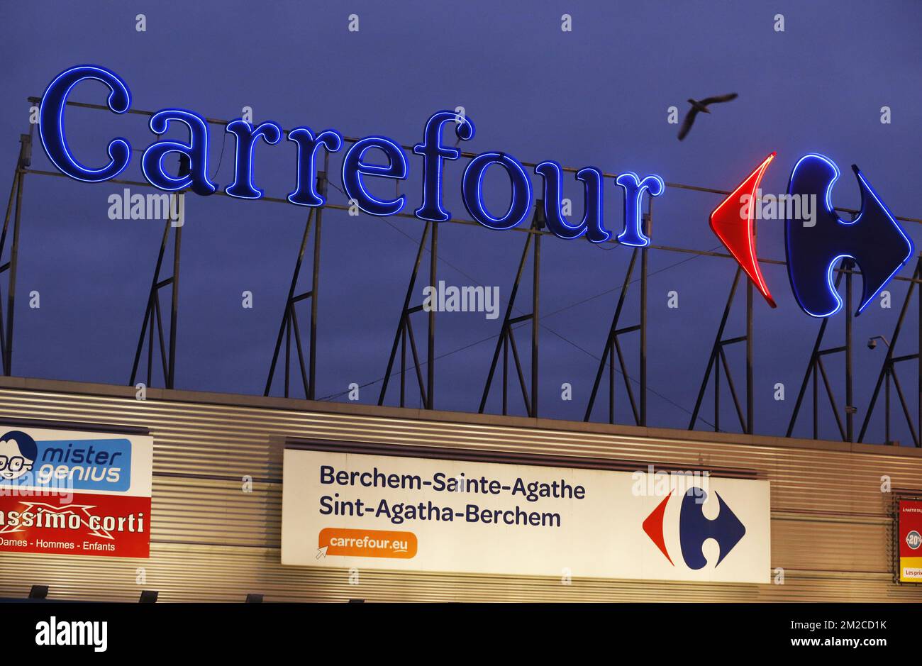 Illustration picture shows the logo at a Carrefour Hypermarket in ...