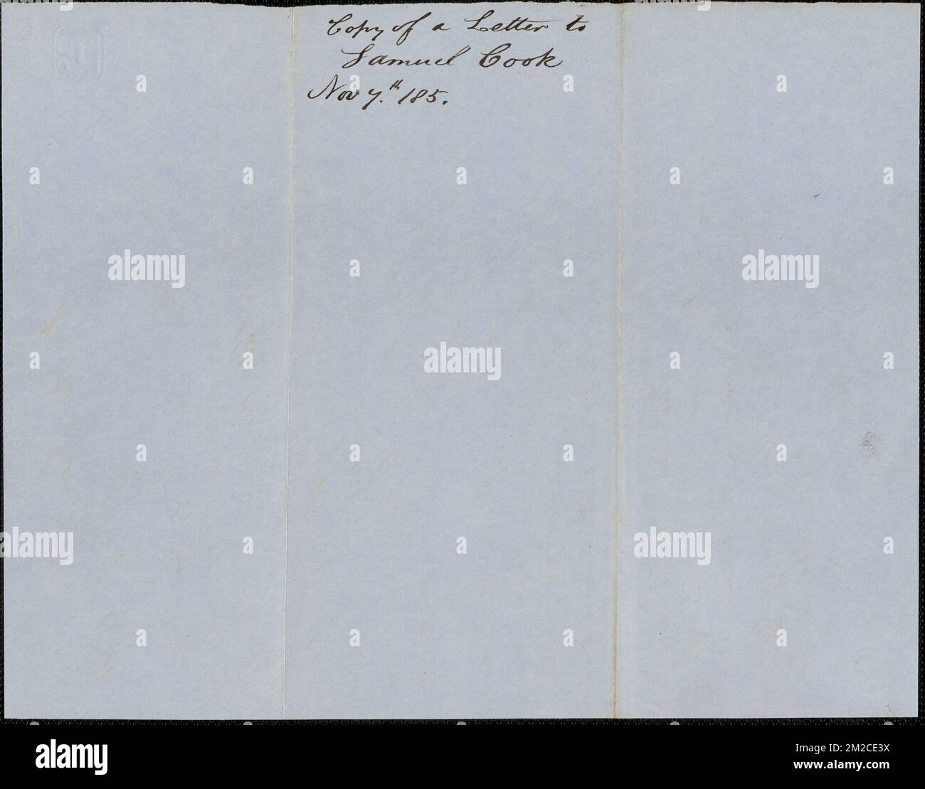 Copy of a letter from Samuel Warner to Samuel Cook, 7 November 1851 ...