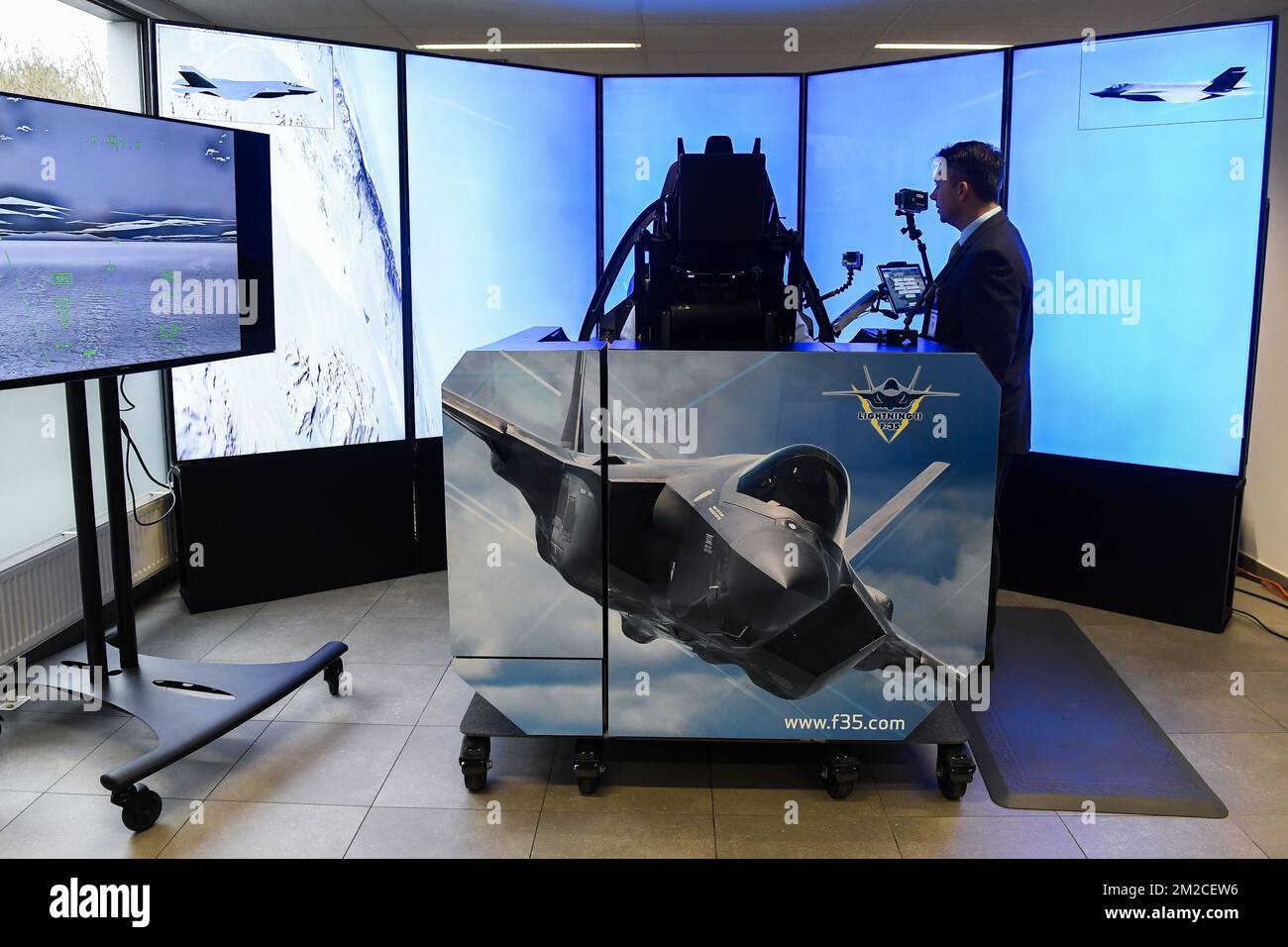 Illustration picture shows a demonstration of a F-35 fighter jet flight ...